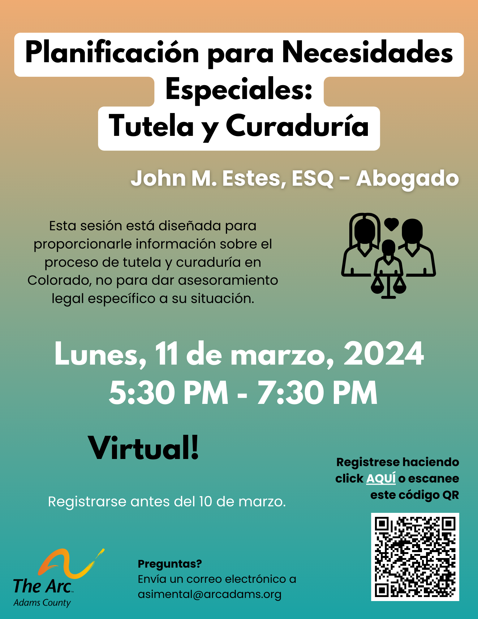 Spanish Guardianship, John Estes flyer – Arc of Adams County